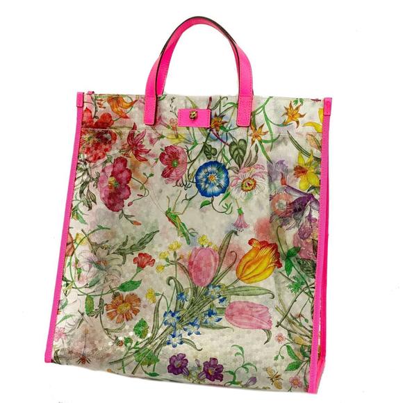 Gucci | Bags | Gucci Flora Tote Bag 54873 Vinyl Pink Womens | Poshmark
